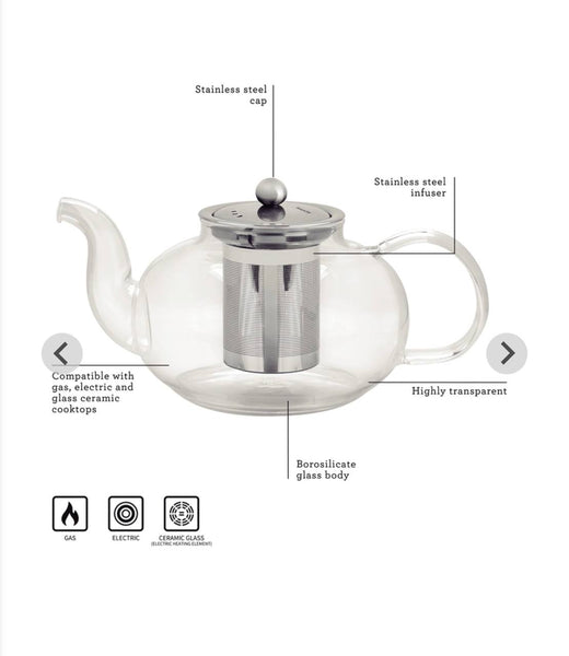 Heat-Resistant Glass Teapot with Infuser – 800ml Borosilicate Modern ...